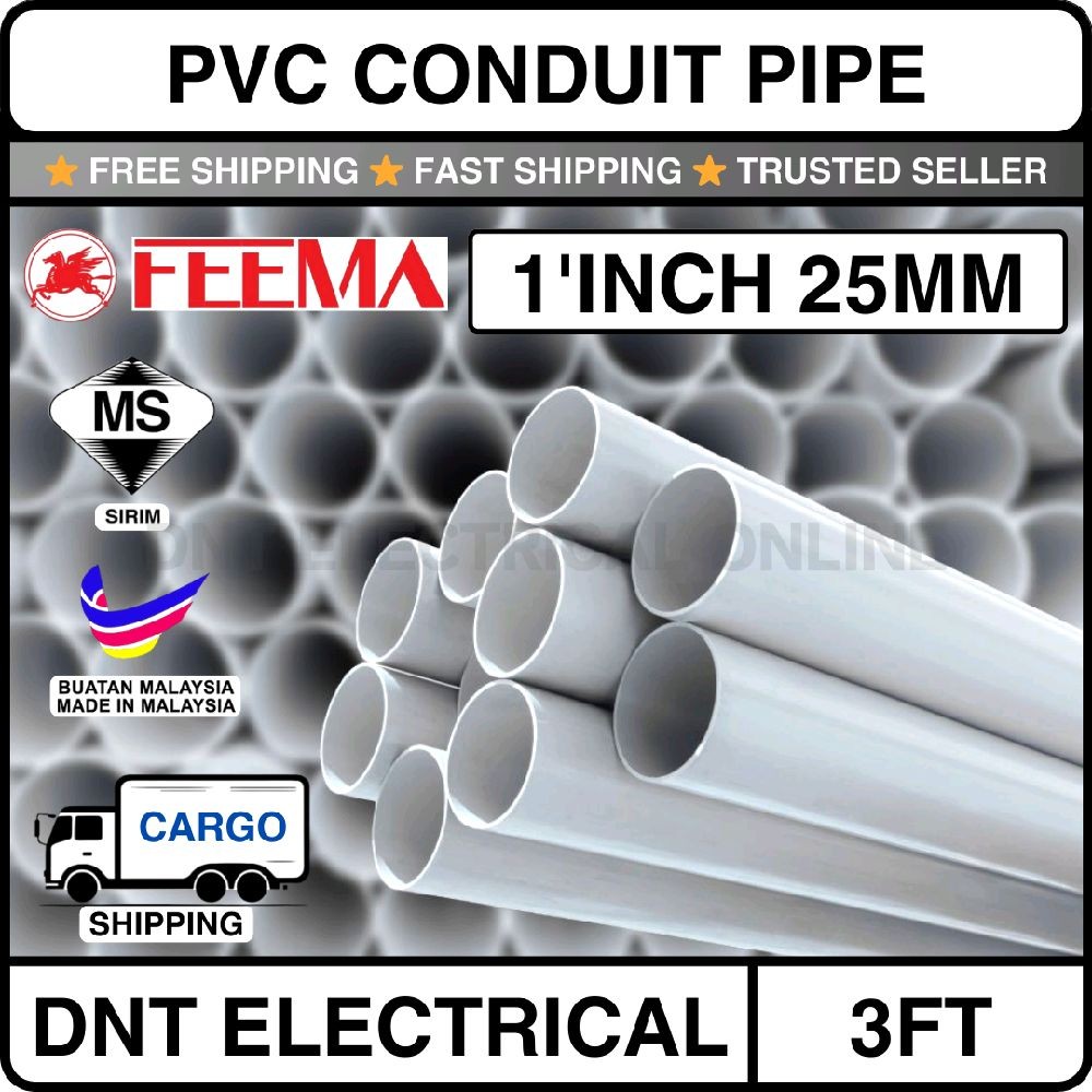 (3 FEET) 25mm 1Inch PVC Conduit Pipe - Paip Pvc Putih | PVC Pipe Paip ...