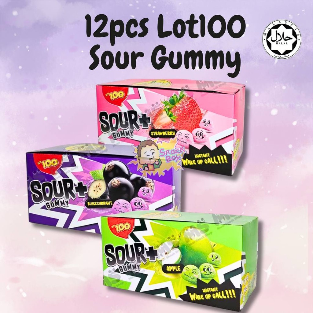 12pcs x 24g (box) LOT 100 Sour+ Gummy | Gula-Gula Kenyal | Sour Sweet ...