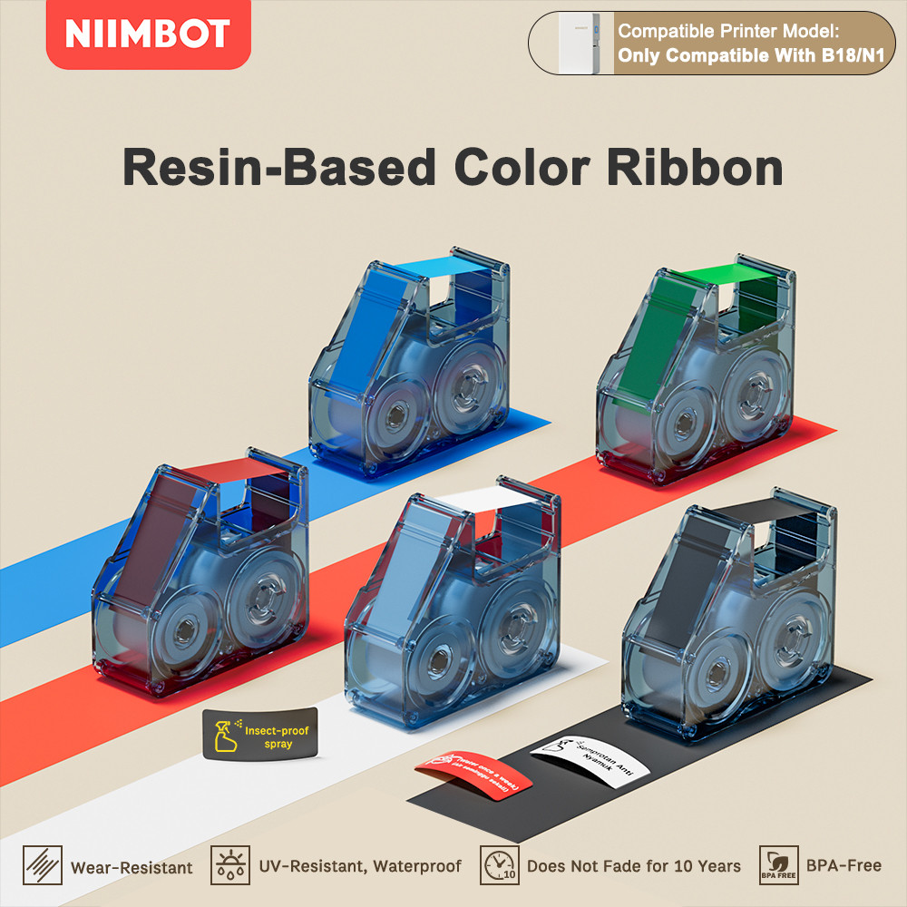 NIIMBOT N1 Ribbon for Thermal Transfer Label Printers – Color Resin ...