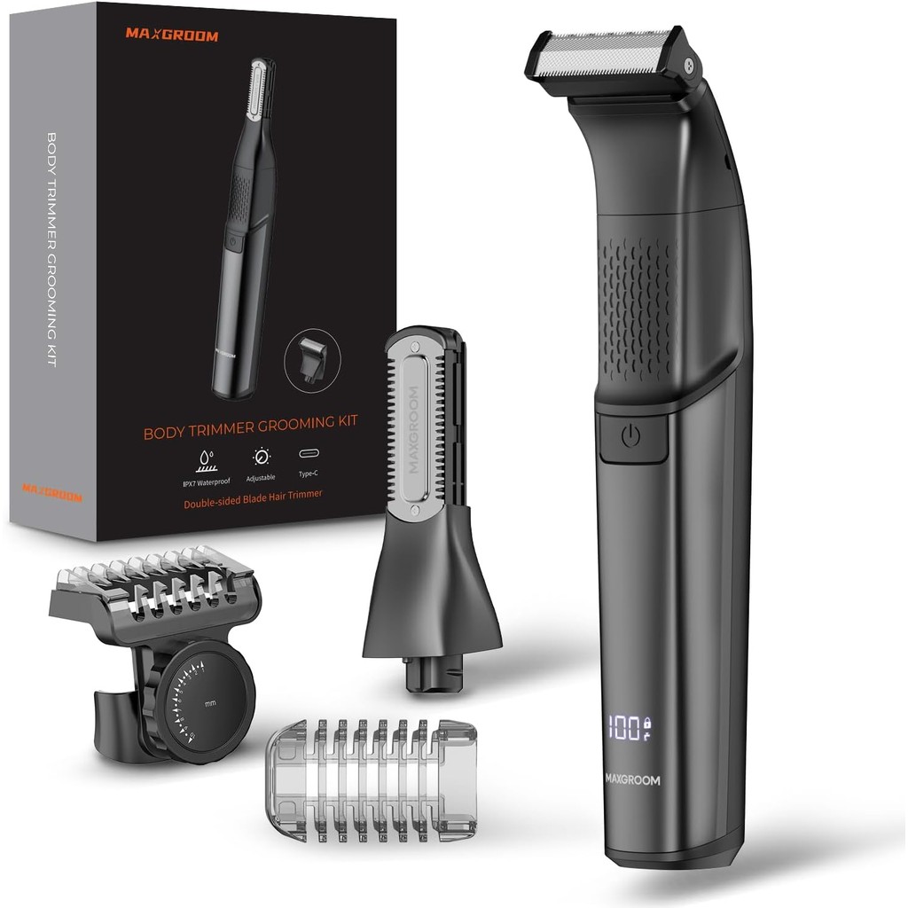 Manscape Double-Sided Body Hair Trimmer for Men, 2-in-1 Waterproof Intimate Razor & Groomer for ...