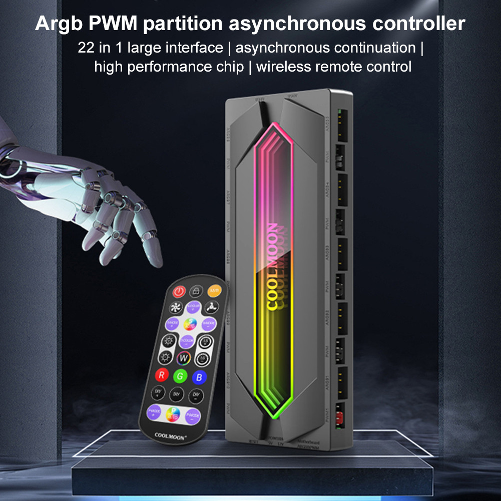 ARGB and PWM HUB PWM & ARGB Hub Splitter with Remote SATA Power Supply ...