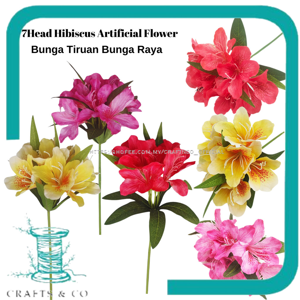 7 HEAD HIBISCUS ARTIFICIAL FLOWE / BUNGA TIRUAN BUNGA RAYA / TEMA ...