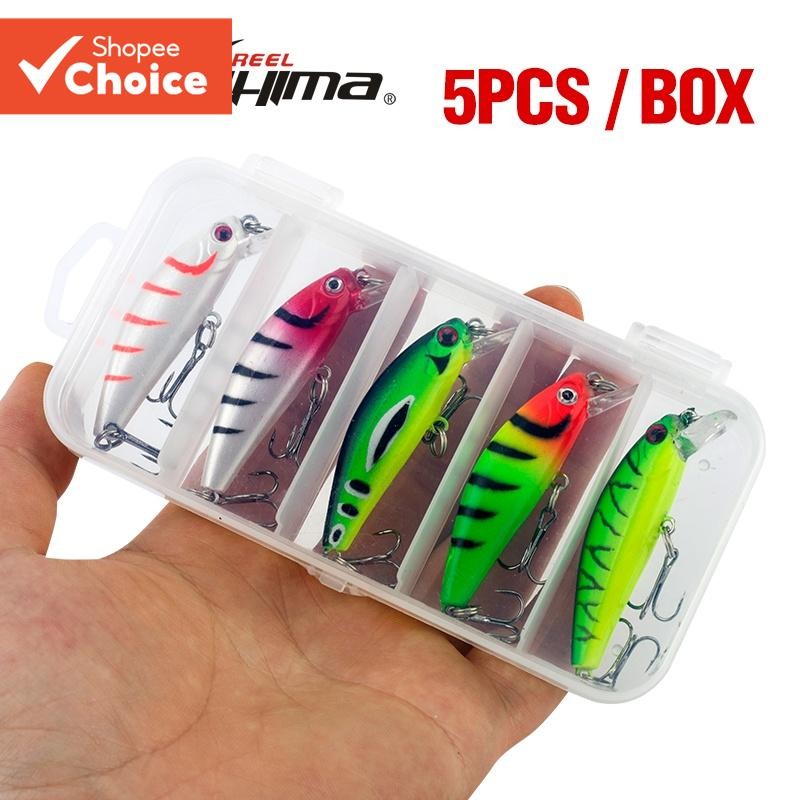5Pcs/Boxed Minnow Fishing Lure 55mm/6.5g Slow Sinking Wobblers 3D Eyes Artificial Hard Bait Bass ...