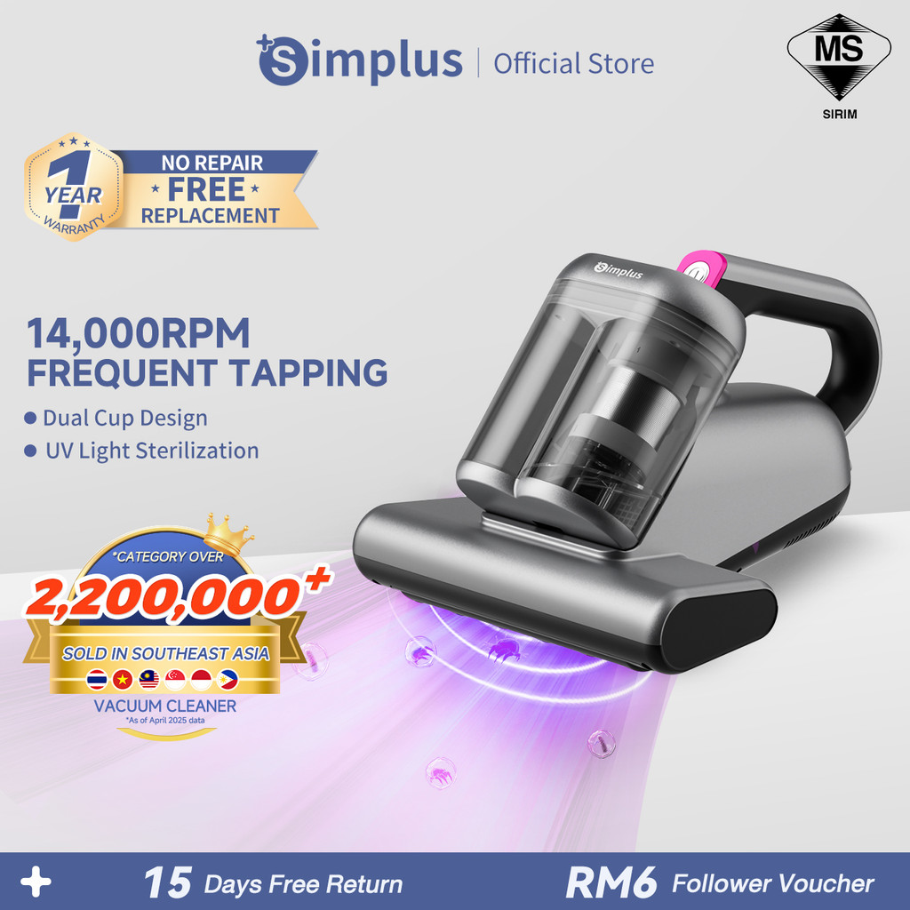 Simplus Dual Cups Suction 16000pa Dust Mite Vacuum Cleaner | Shopee ...