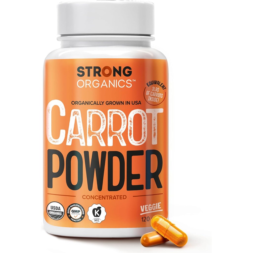 USDA Organic Carrot Powder Capsules (120), Grown in USA, Eye Support ...