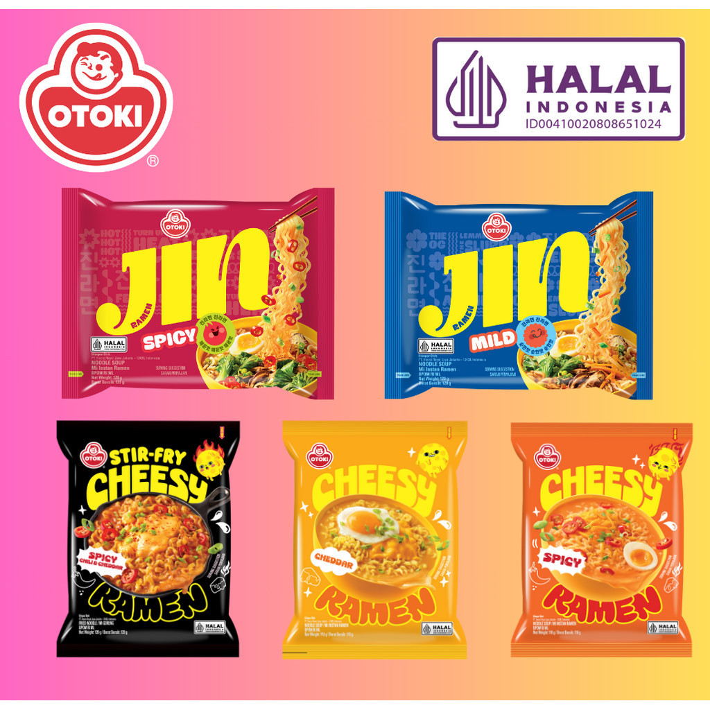 Halal Otoki Jin Ramen Spicy /Mild/Cheesy/Spicy Cheesy/Stir-Fry Cheesy ...