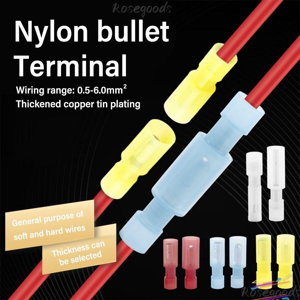 ROSEGOODS 20PCS/Set Wire Connector, Bullet Shaped Nylon Butt Crimp ...