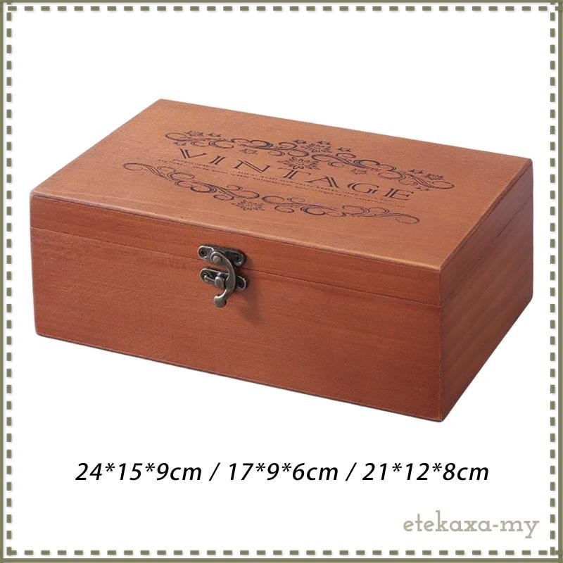 [EtekaxaMY] Wooden Storage Box Multifunctional Treasure Chest Box ...