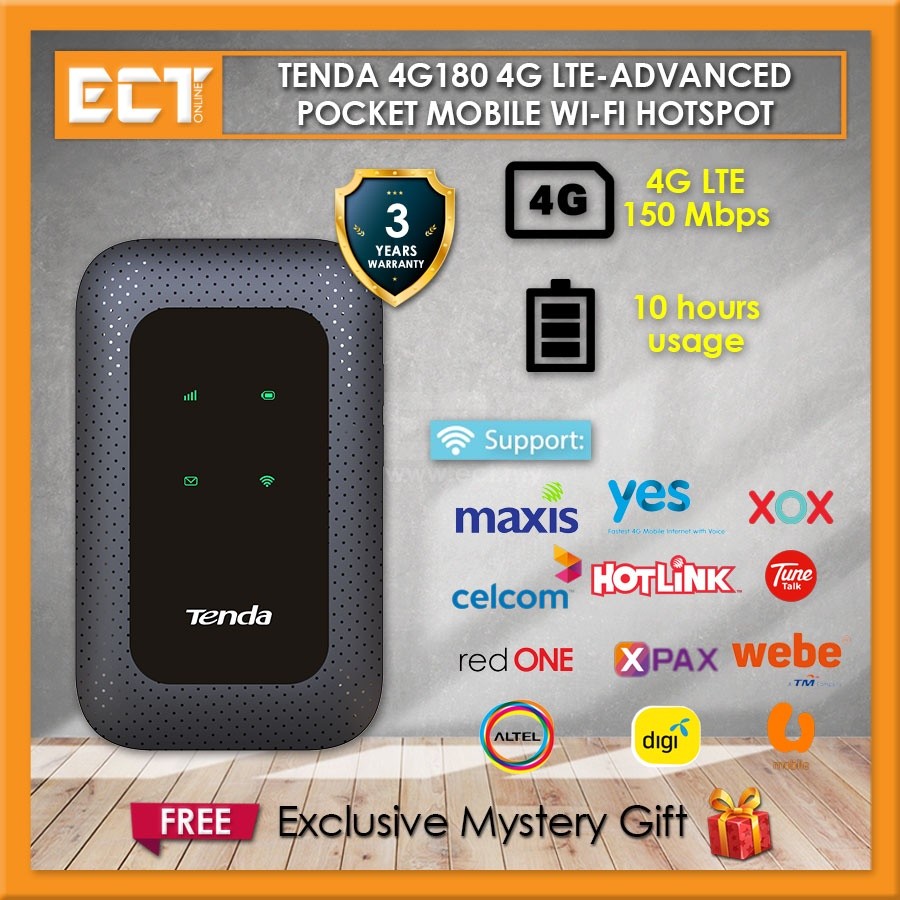 Tenda 4G180 4G LTE Advanced Portable Pocket Wireless Mobile WiFi Hotspot Sim Card Modem Router ...