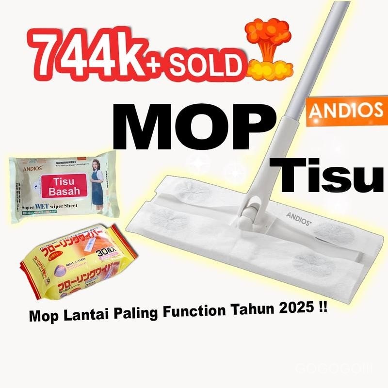 Mop Tisu Pakai Buang Wet Dry Wipe Tissue Wipes Kertas Pengelap Lantai ...