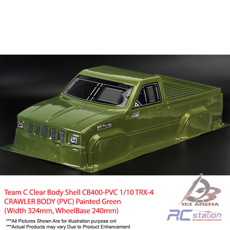 Team C Clear Body Shell CB400-PVC 1/10 TRX-4 CRAWLER BODY (PVC) Painted ...