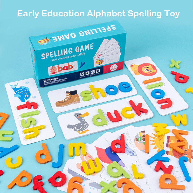 Wooden Word Spelling Game For Children 26 English Letters Spelling ...