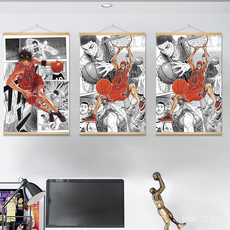 Slam Dunk Wall Scroll Boys Asrama Bilik Tidur Bola Keranjang Lukisan ...