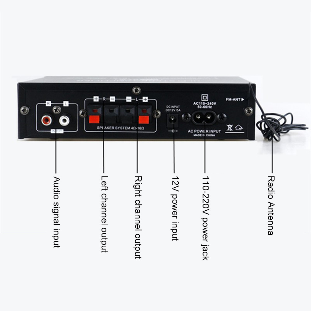 Bluetooth-Compatible 12V/110-240V HiFi Stereo Power Amplifier with ...