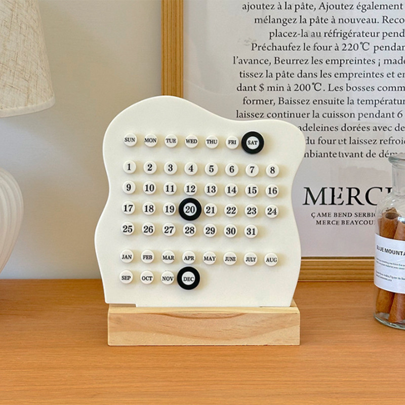 Eas 1pc Wood Perpetual Calendar Montessori Calendar Cute Desk Calendar ...