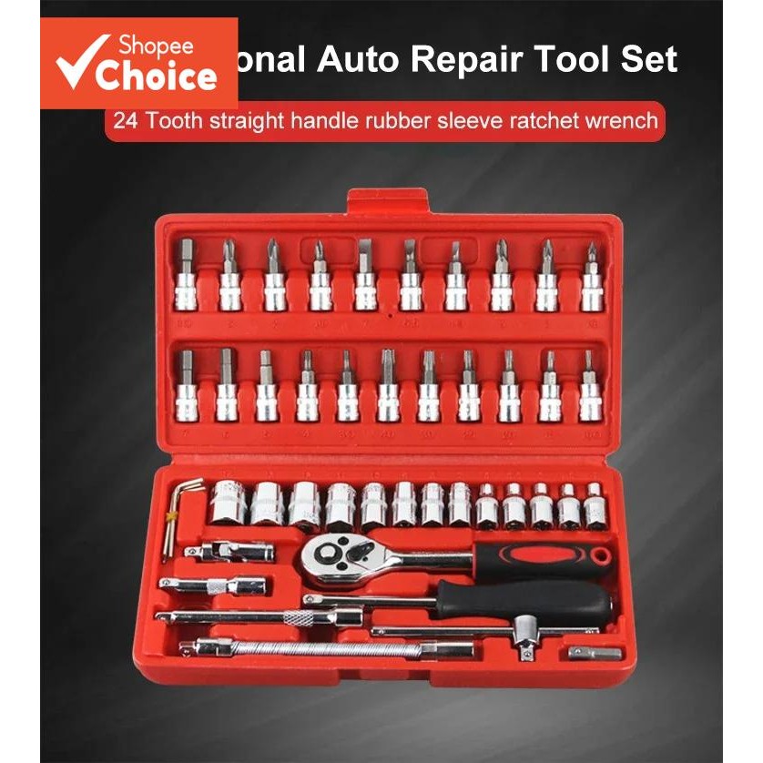 46-Piece Car Hand Tool Set - Mechanical Repair Kit for Home DIY and ...