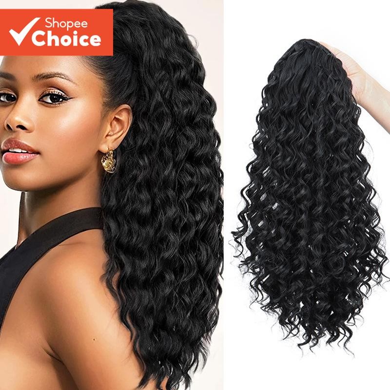 Deep Wave Ponytail Hair Extension Long Curly Ponytail Wig Women Wig ...