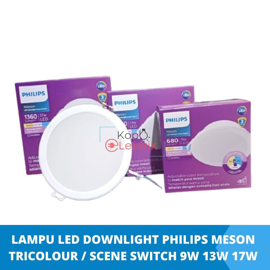 Philips MESON TRICOLOUR / SCENE SWITCH LED Downlight 9W 13W 17W ...