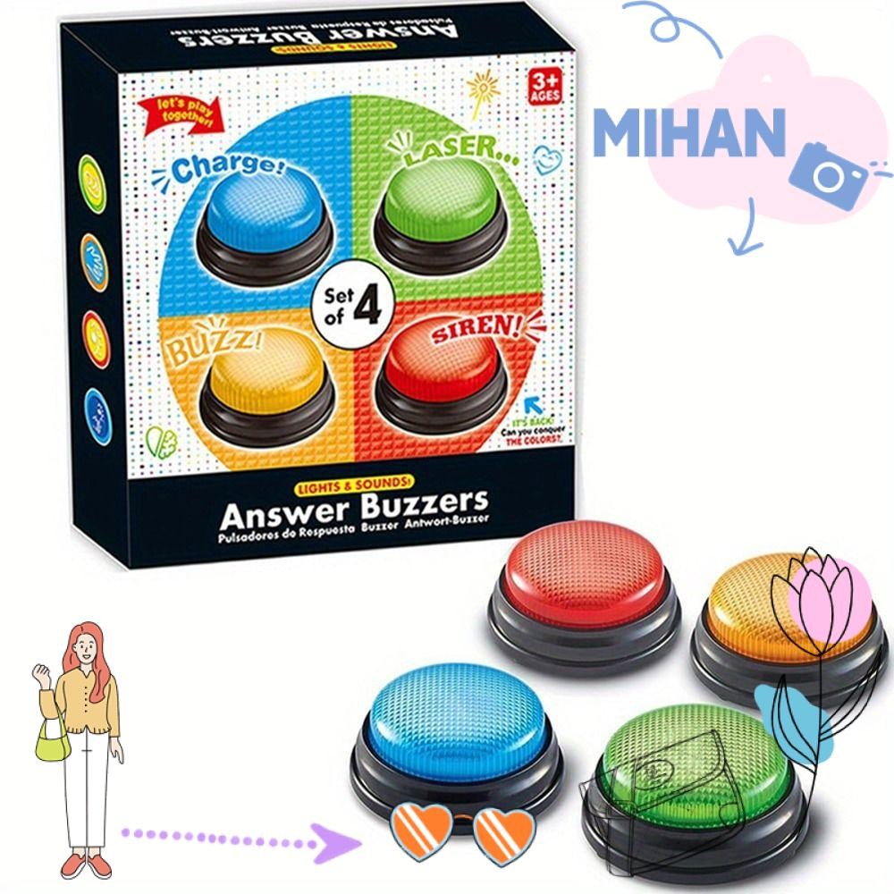 MIHAN 4pcs Answer Buzzers, with Lights and Sound Trivia Games Game ...