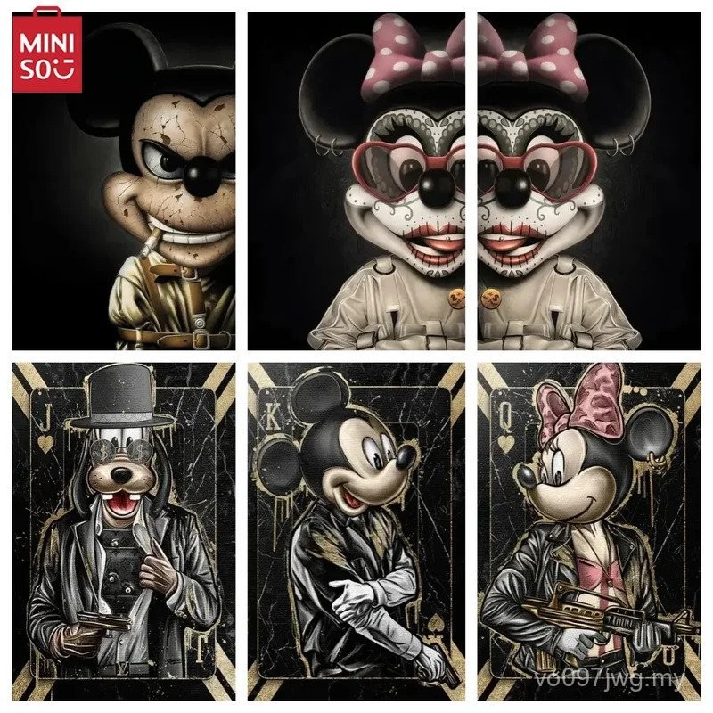 MINISO Disney Bad Mickey And Minnie anime Posters Funny Tattoo Mouse ...