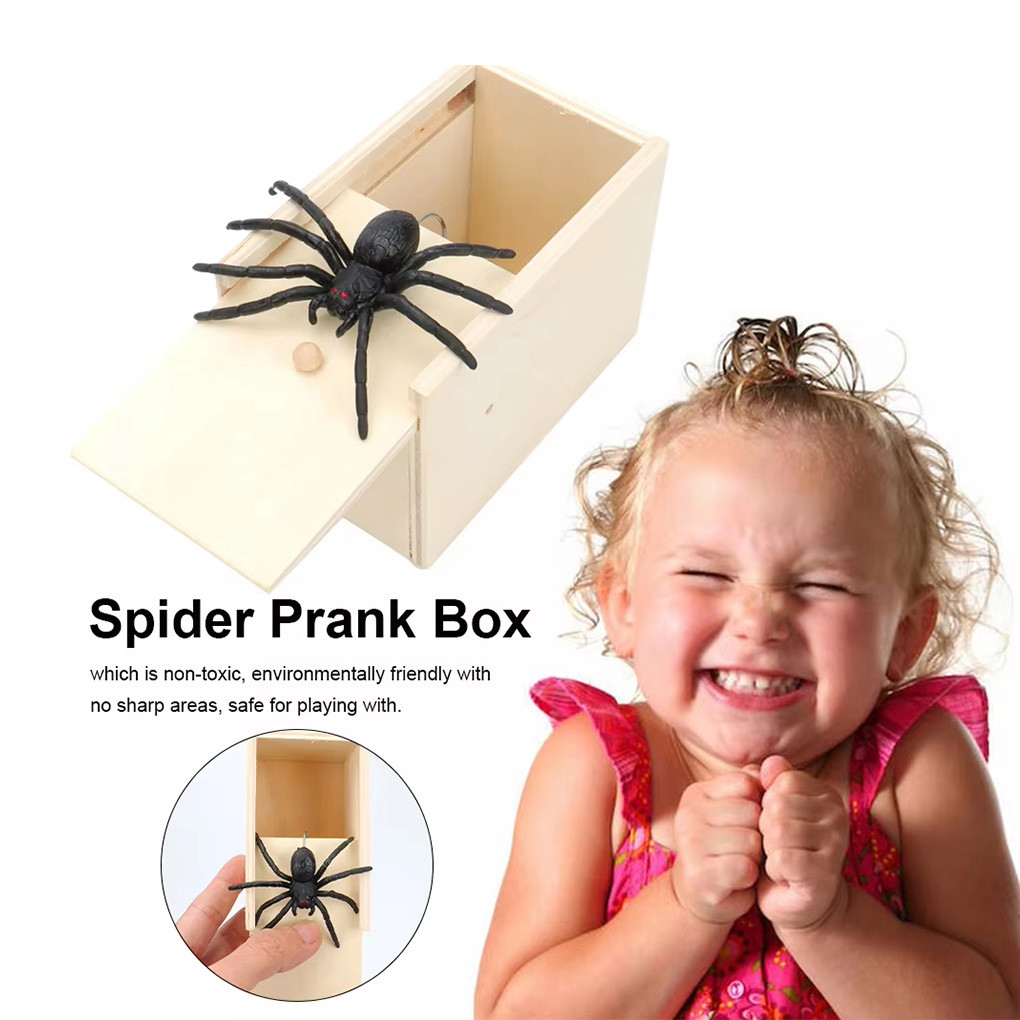 Realistic Prank Spider Box Wooden Spider Startled Wooden Box Prank Spider Tricks Box Prank ...