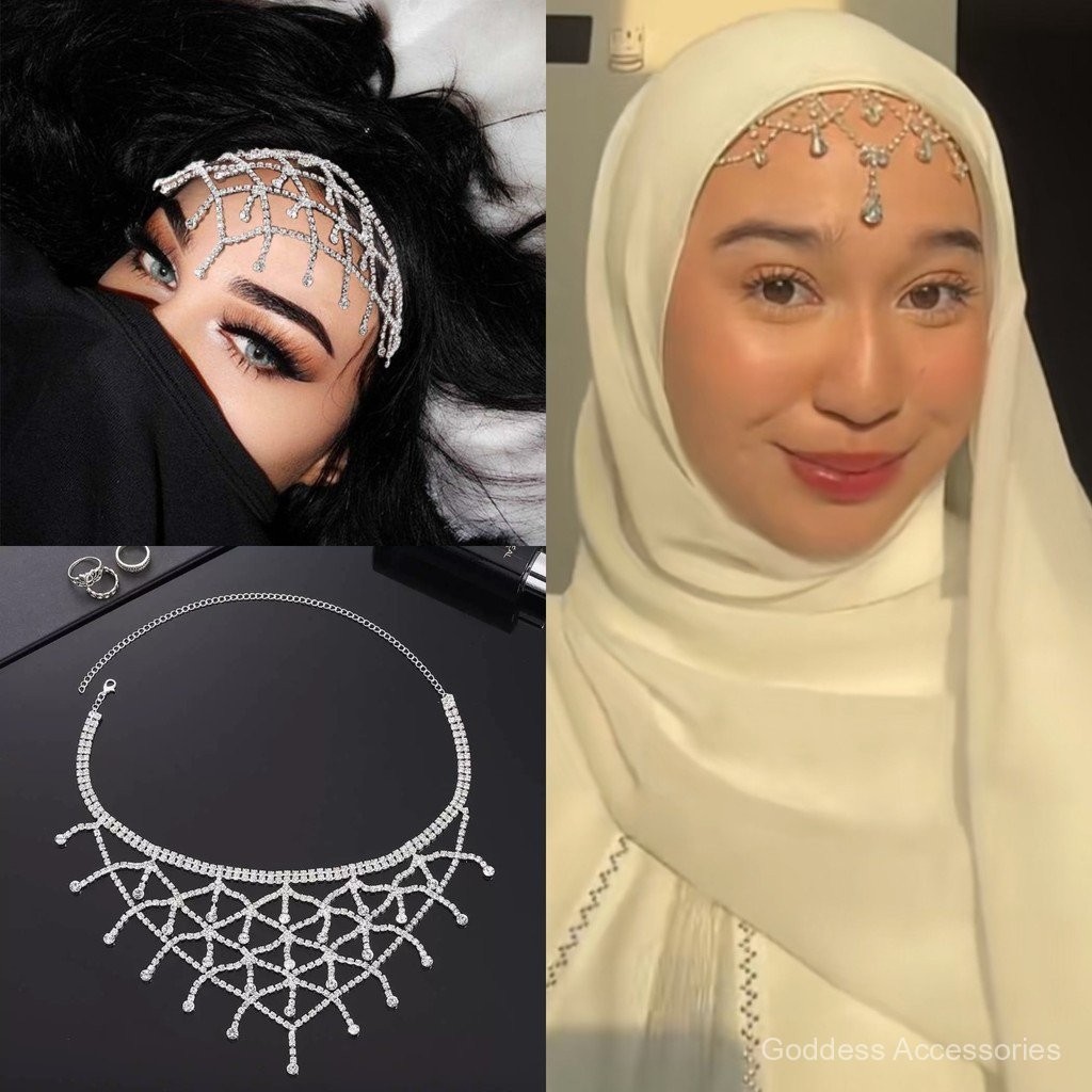 in stockSpot Arabic headwear, rhinestone mesh, tassel, forehead chain ...