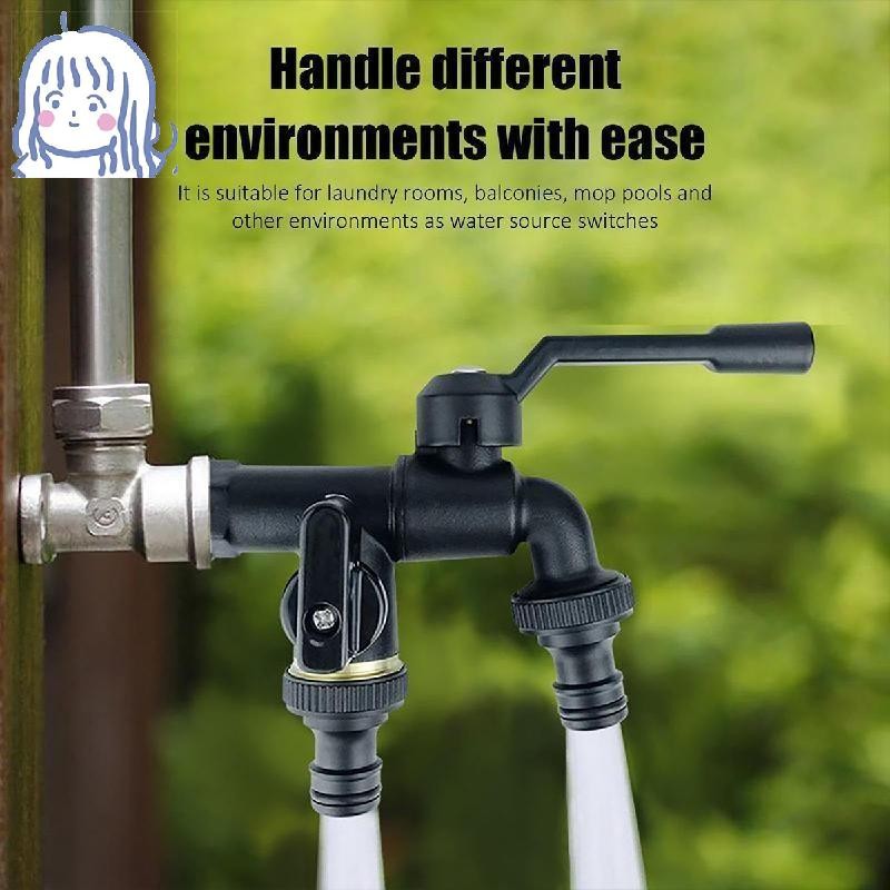 Black Brass Garden Hose Faucet Outdoor Anti-Freeze Bibcocks Dual Outlet ...