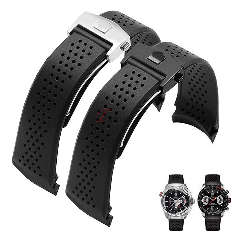 Watch strap Soft silicone rubber for TAG HEUER GRAND CARRERA AQUARACER ...