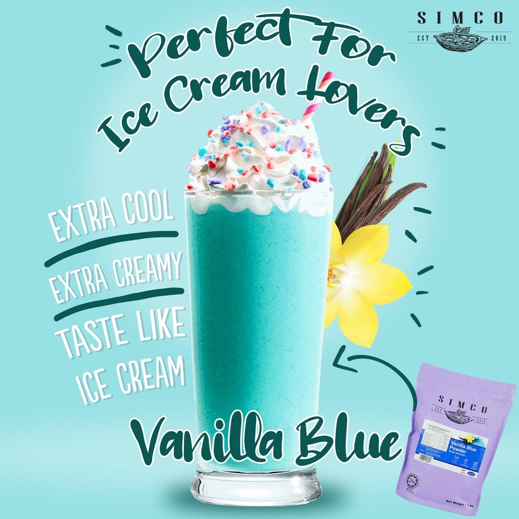 SIMCO Vanilla Blue Beverage Powder (1kg) | Ice Blended/Milkshake/ Air ...