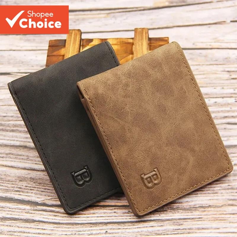 Men Short Wallet with Zipper Coin Pocket Fashion Soft Leather Men ...