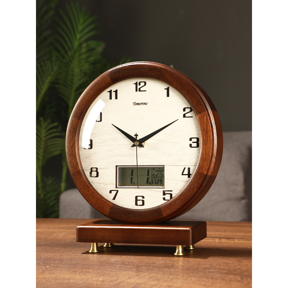 Perpetual Calendar Desk Clock Light Luxury Solid Wood Desk Clock ...