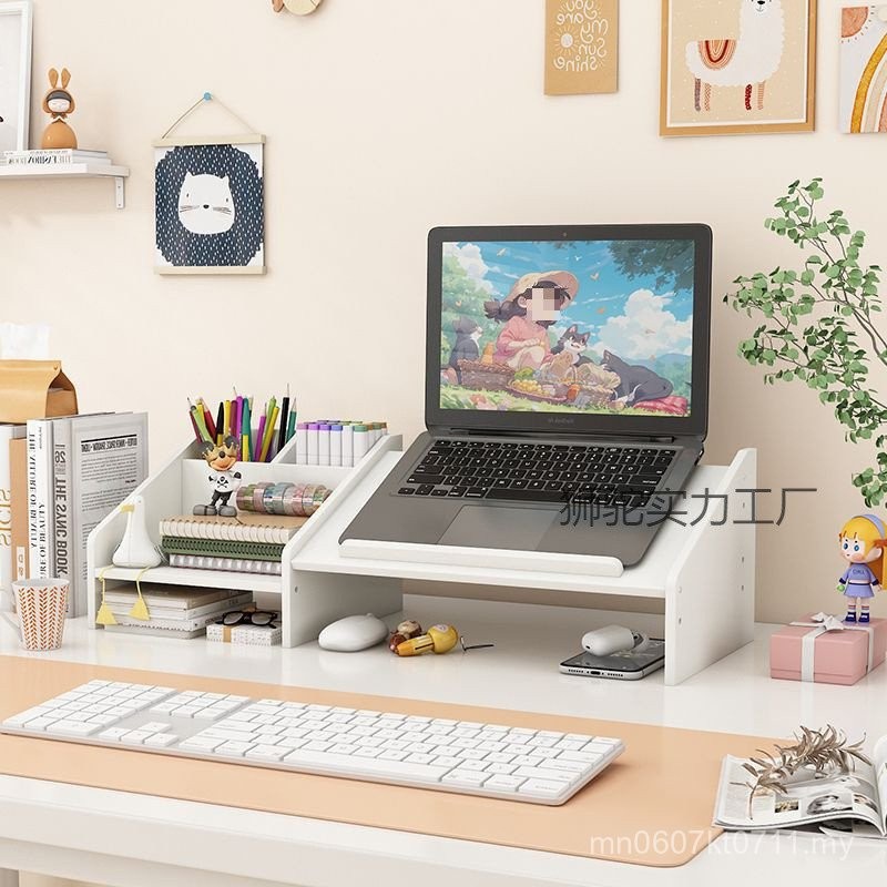 Computer Wooden Dormitory Monitor Support Computer Stand Office ...