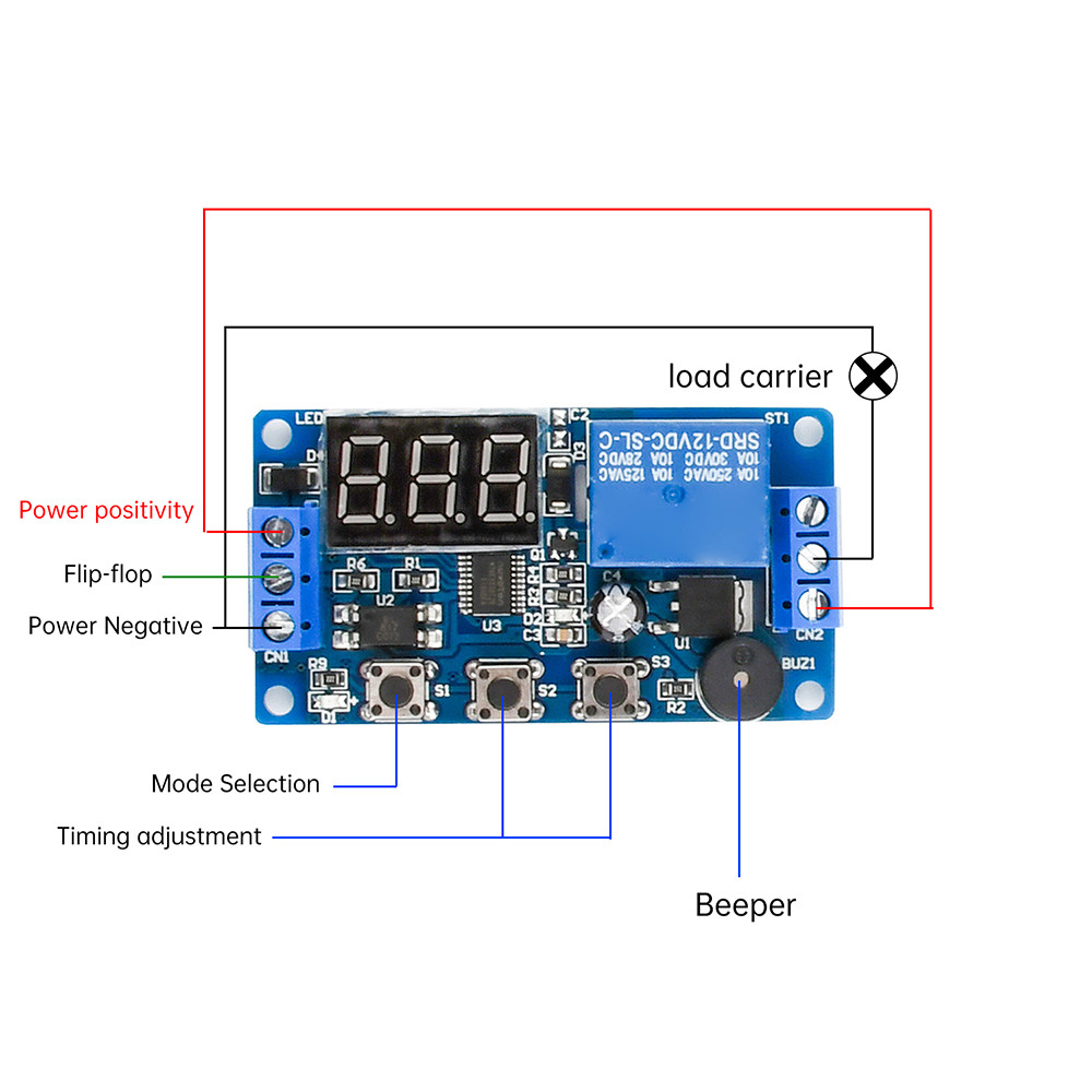 Pcbfun DC 12V Delay Timer Relay LED Digital Display Programmable Readout Multi-function Delay ...