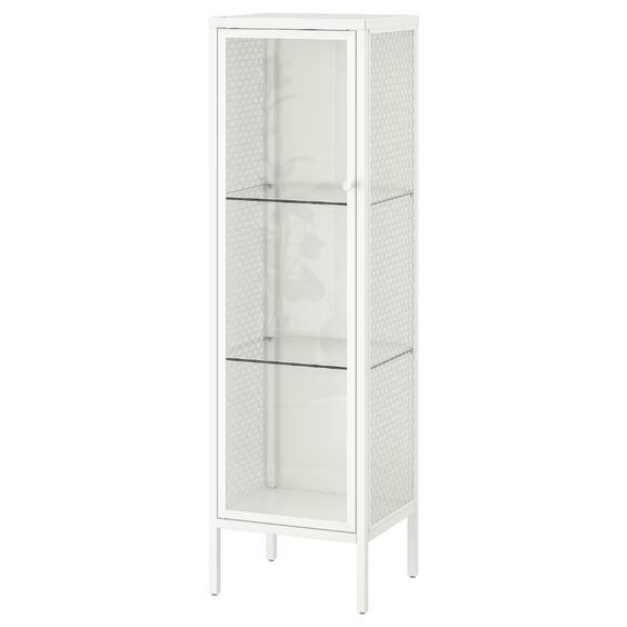Ikea BAGGEBO Cabinet With Glass Doors, Metal/White (34x30x116cm ...