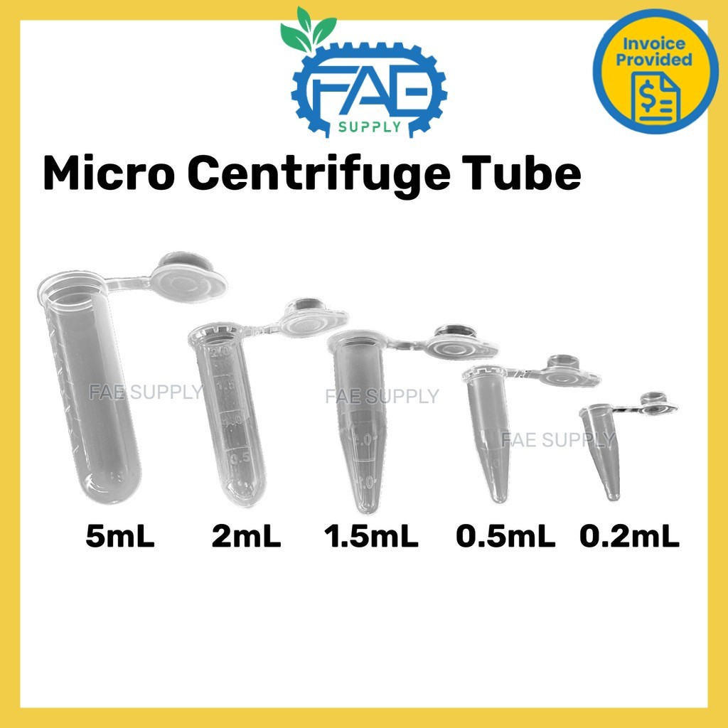 Micro centrifuge tube conical round bottom 0.2 0.5 1.5 2 5 mL clear ...