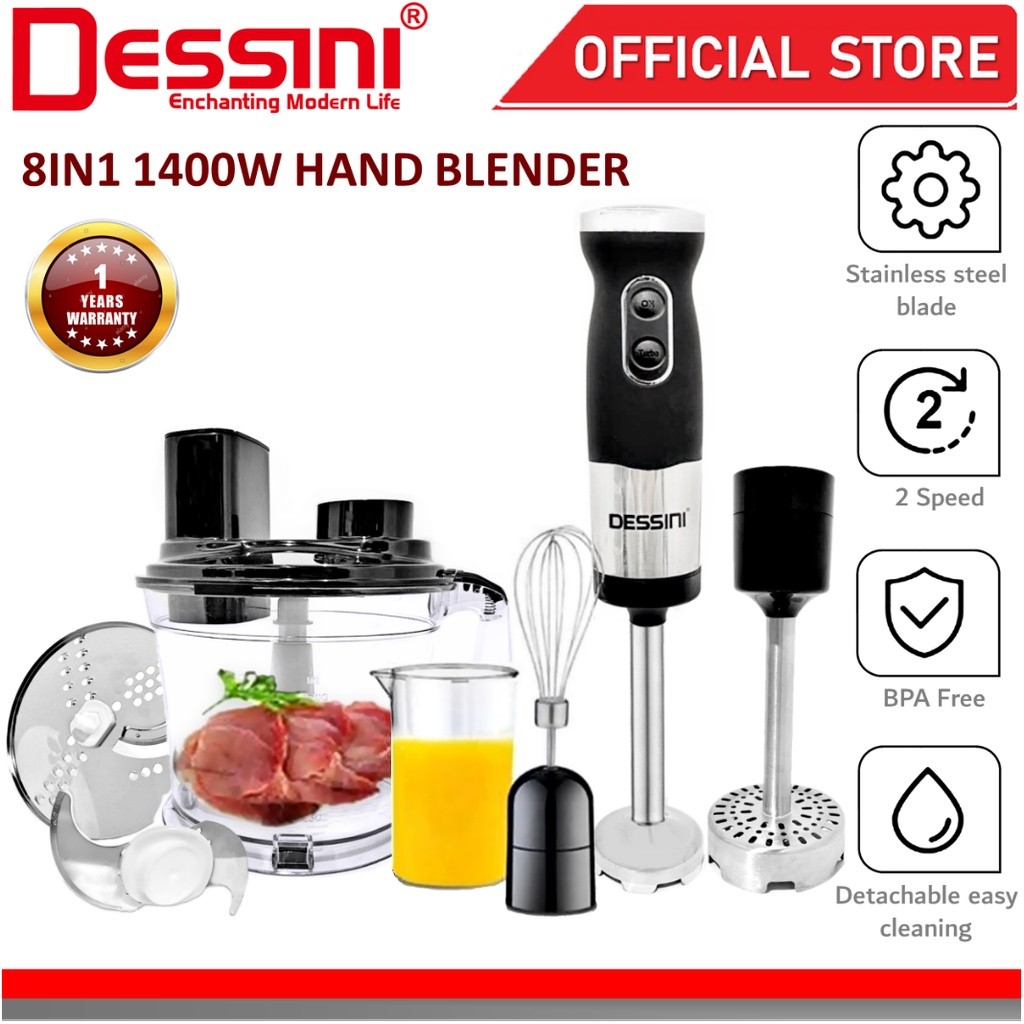 DESSINI Italy 8-dalam-1 Pengisar Tangan Serbaguna – Kisar, Chopper ...