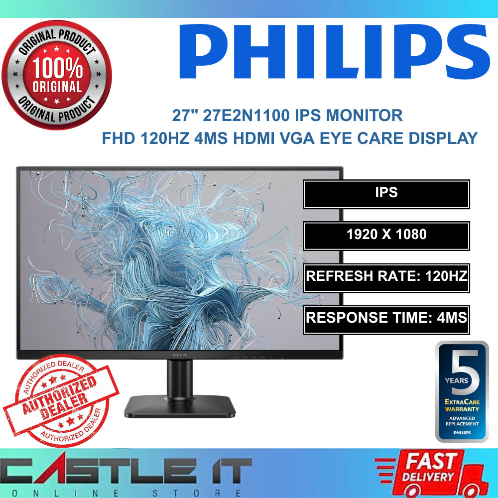 PHILIPS 27" 27E2N1100 IPS Monitor FHD 120Hz 4ms HDMI VGA Eye Care ...