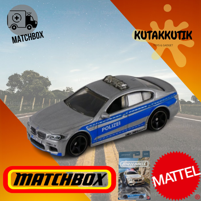 Matchbox BMW M5 Police Polizei Police Sedan Car Gray Blue Stripe ...