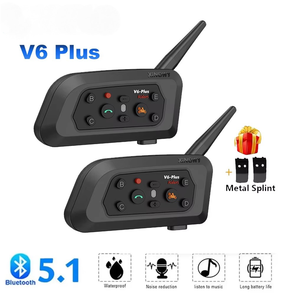 V6 Plus Motorcycle Helmet Intercom Waterproof GPS 1200M Full Duplex ...