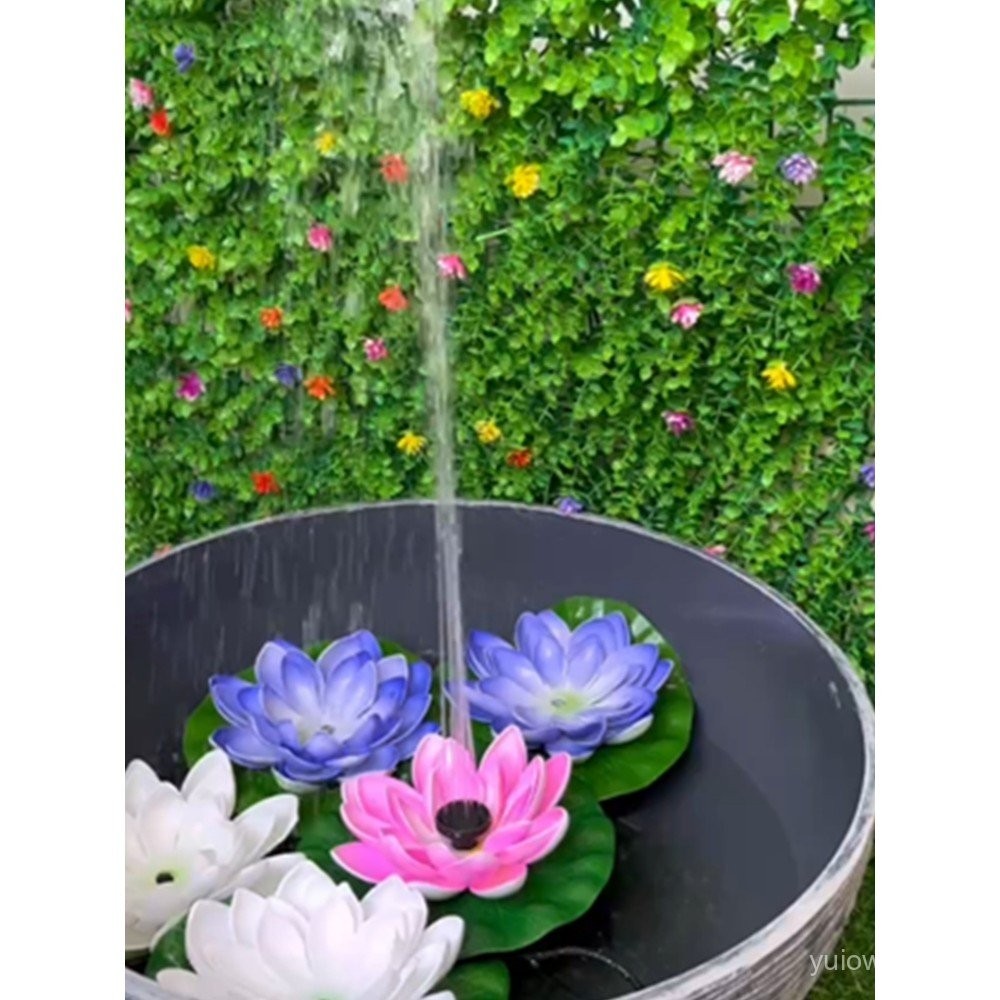 Solar Automatic Fountain Split Lotus Outdoor Taman Kolam Ikan Terapung ...