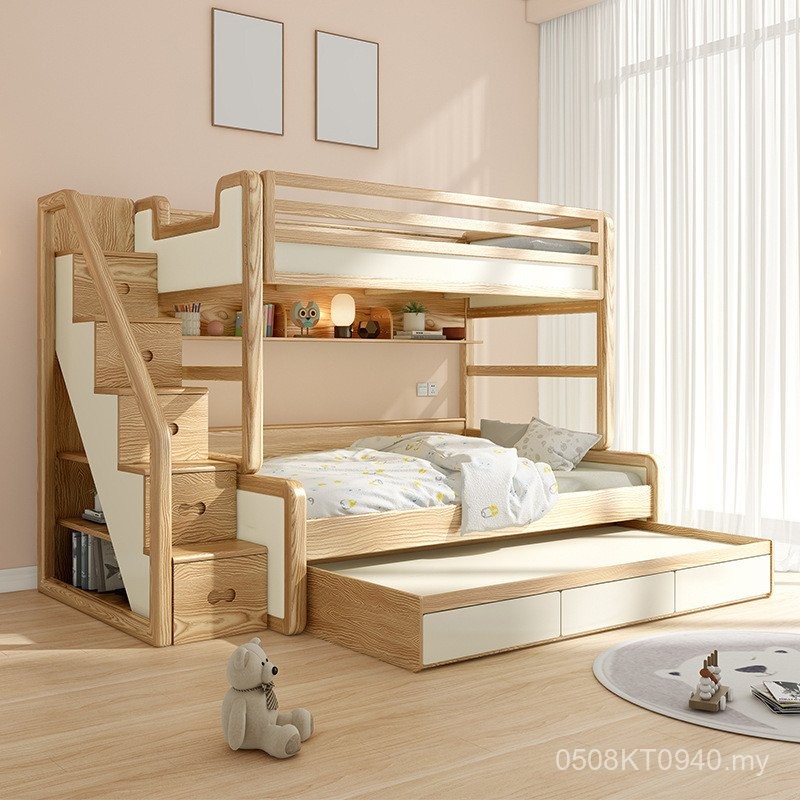 Upper Lower Bed Solid Wood Children's Three Double Layer Bed Small ...