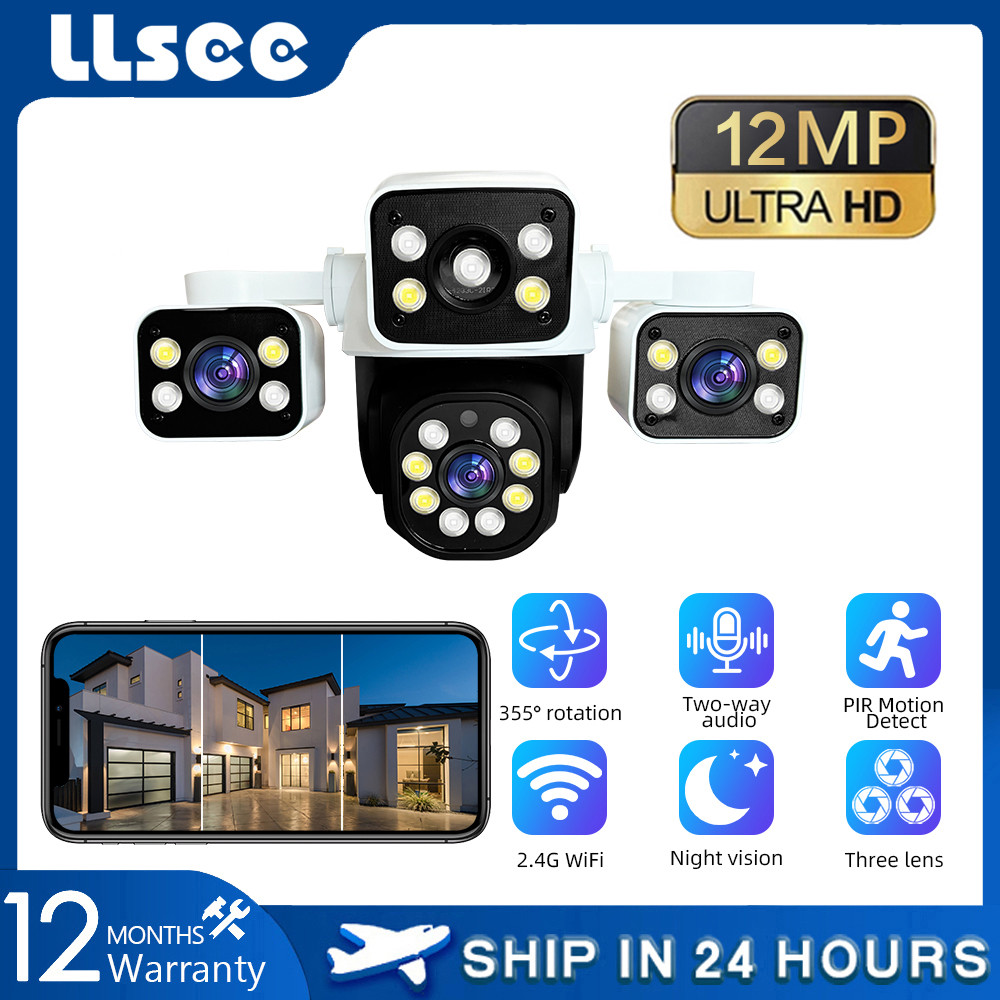 LLSEE 6K 12MP Three Lens Waterproof Night Vision Two-Way Communication ...