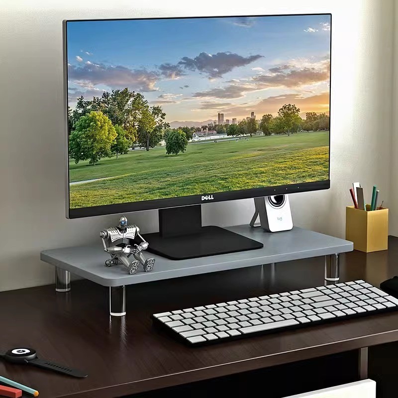 Desktop Computer Monitor Elevated Rack Solid Wood Acrylic Desktop TV ...
