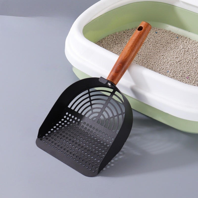 Stainless Steel Cat Litter Shovel Wooden Handle Cat Litter Scoop Litter ...