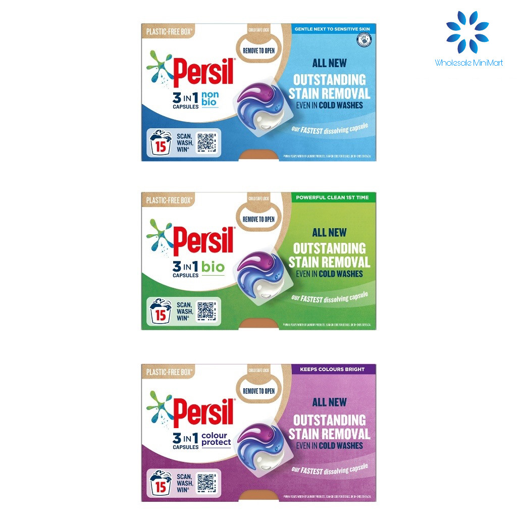 Persil 3IN1 Washing Capsules 15 Washes [ Non Bio / Bio / Colour Protect ...