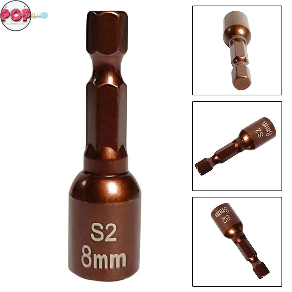 POP 8mm Magnetic Nut Screwdriver Socket Bit Hex Shank Driver Adapter ...