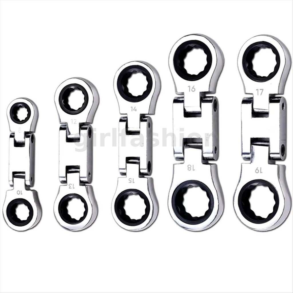 5-Piece Flex-Head Stubby Ratcheting Combination Wrench Set Mini Wrench ...