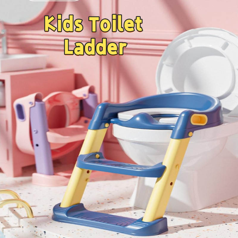 Kids Toilet Ladder Potty Training Seat with Foldable Ladder Toilet ...