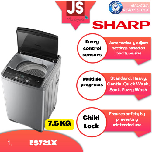 Sharp ES721X 7.5 kg Top‑Load Washing Machine | Shopee Malaysia