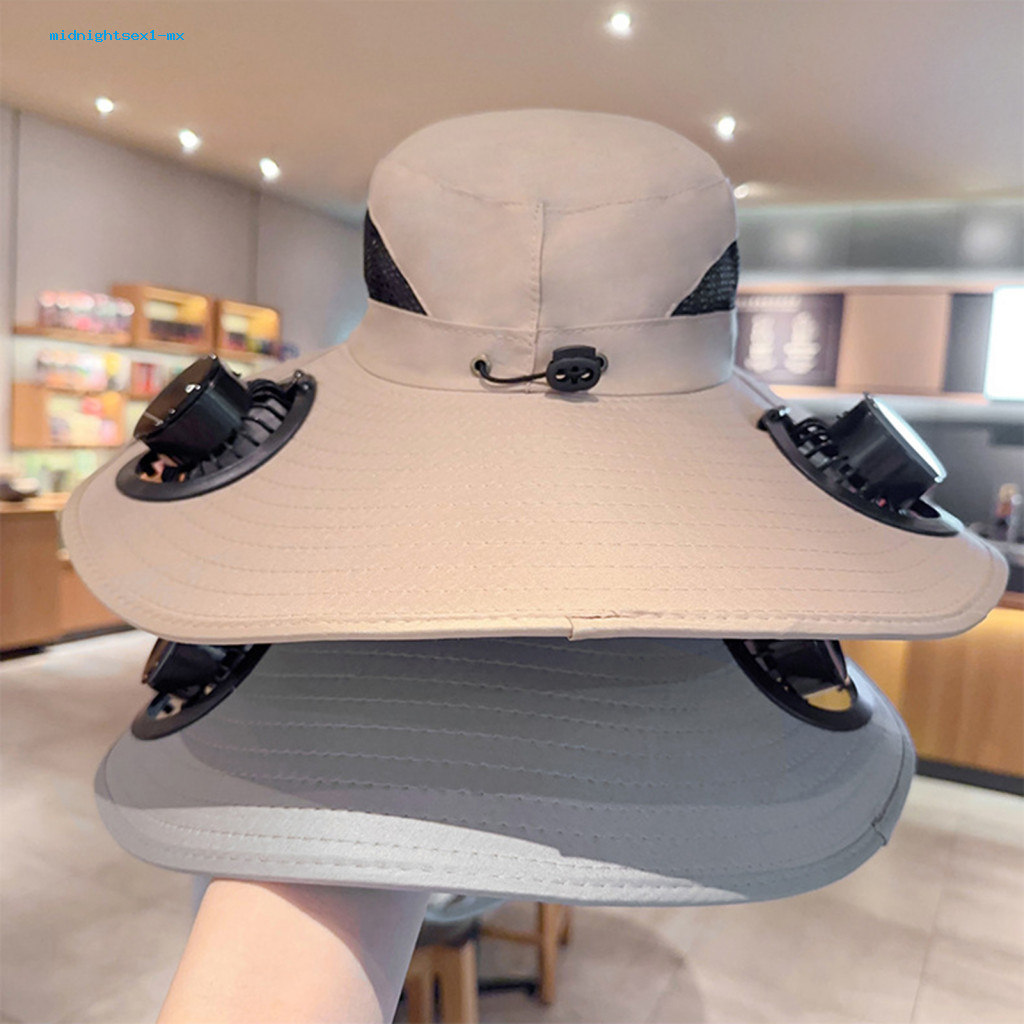 Breathable Fishing Hat with Fan Dual-power Fan Fishing Hat Outdoor ...